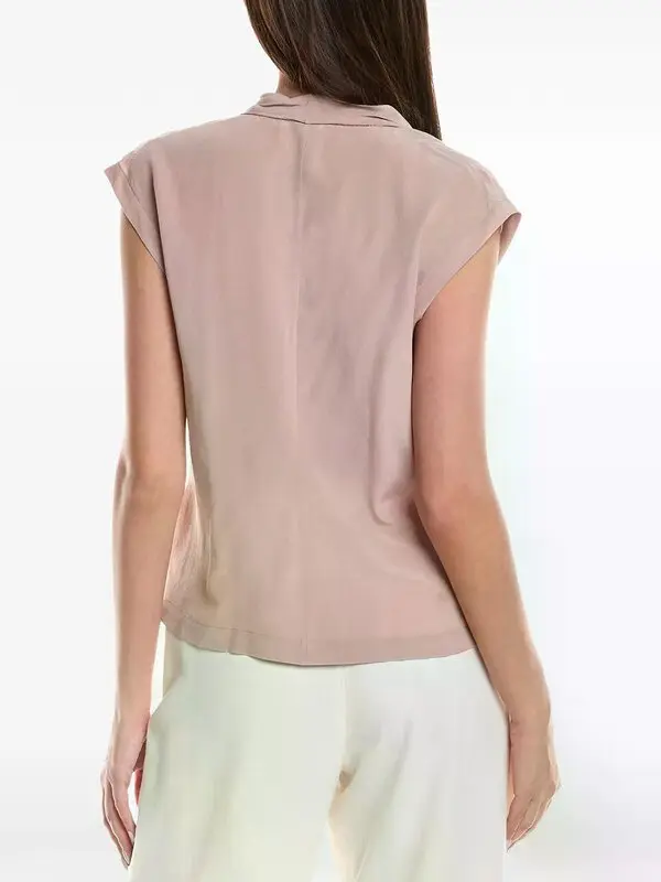 Brunello Cucinelli Draped Silk Top - Neutrals