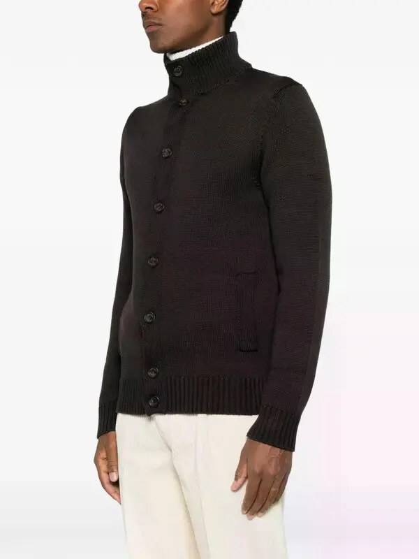 HERITAGE Button-up Funnel-neck Cardigan
