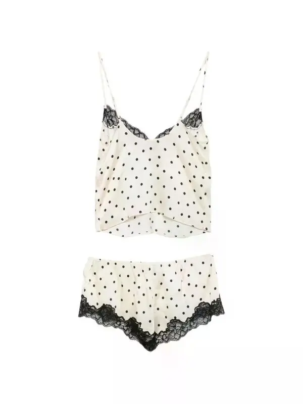 MC2 SAINT BARTH Pilar Polka-dot Lace-trim Pajama Set