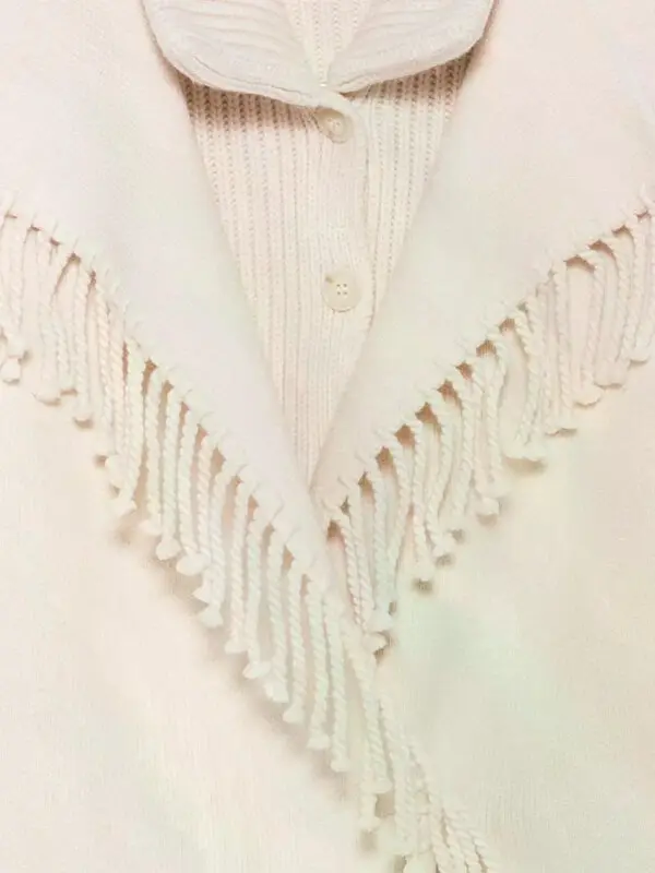FRAME Fringe-trimmed Shawl-collar Cardigan