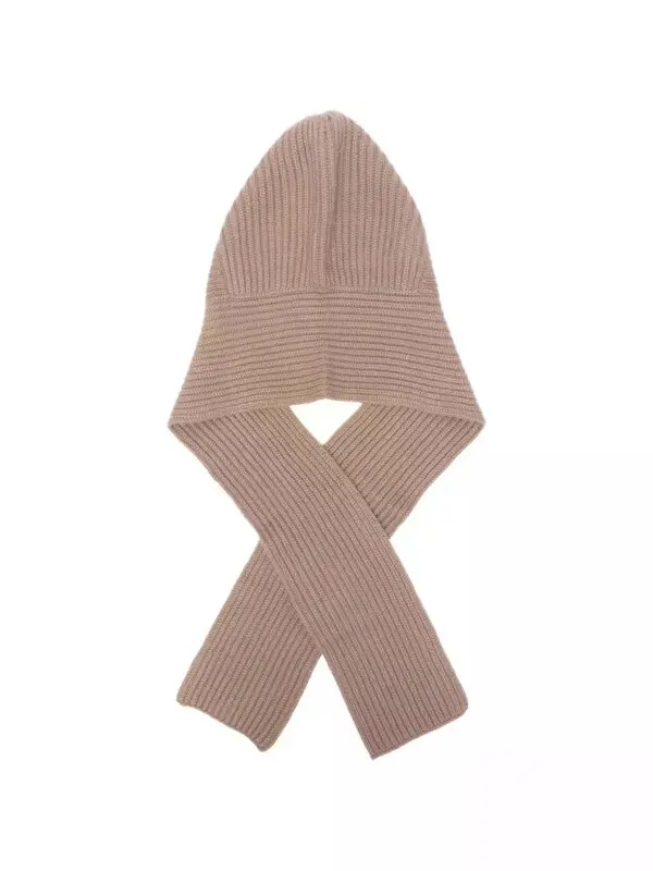 LISKA Ribbed-knit Hooded Scarf