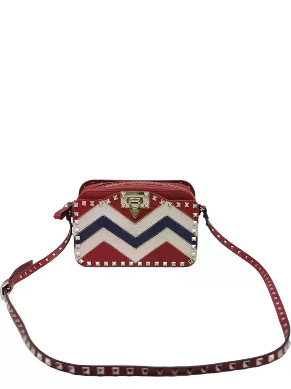 Valentino Garavani Rockstud Chevron Crossbody Bag - Red