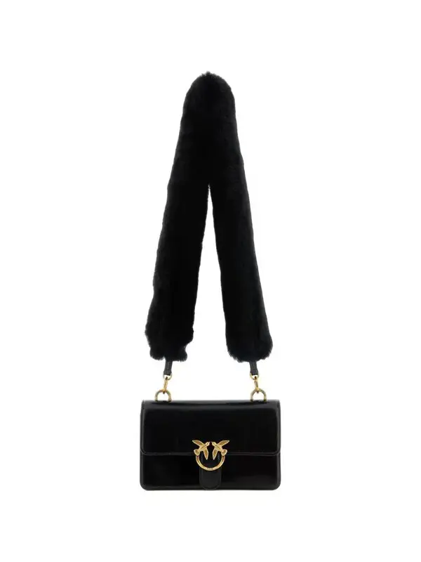 Pinko Love One Craquelé-effect Shoulder Bag - Black