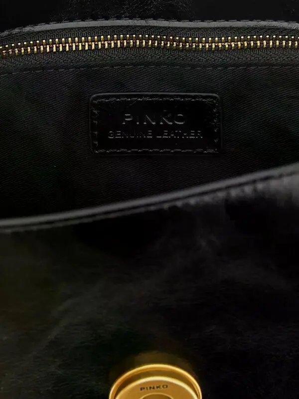Pinko Love One Craquelé-effect Shoulder Bag - Black