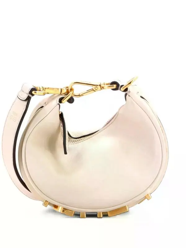 Fendi Fendigraphy Bag Leather Nano Hobo Bag - White