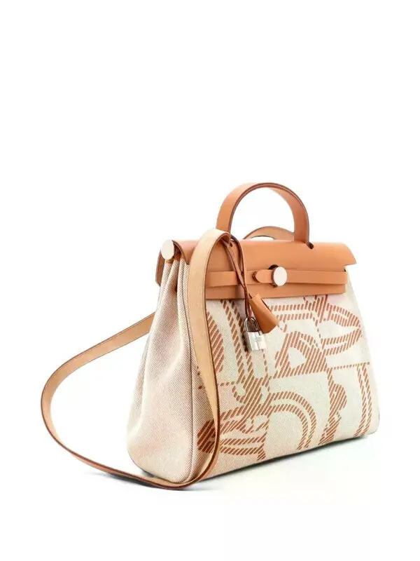 Hermès Herbag Zip Relief Brides De Gala Toile And Leather 31 Shoulder Bag - Brown