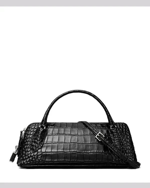 Tory Burch Lock Croc Embossed Leather Convertible Handbag