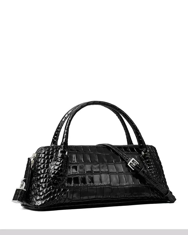 Tory Burch Lock Croc Embossed Leather Convertible Handbag