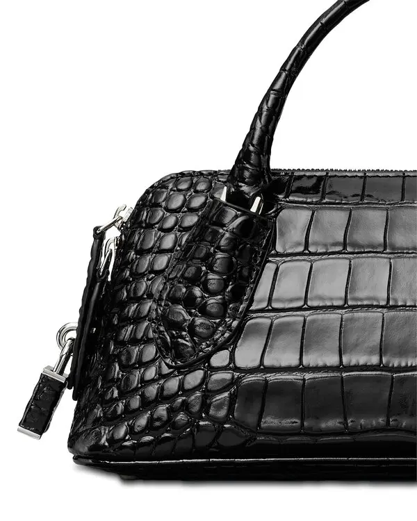 Tory Burch Lock Croc Embossed Leather Convertible Handbag