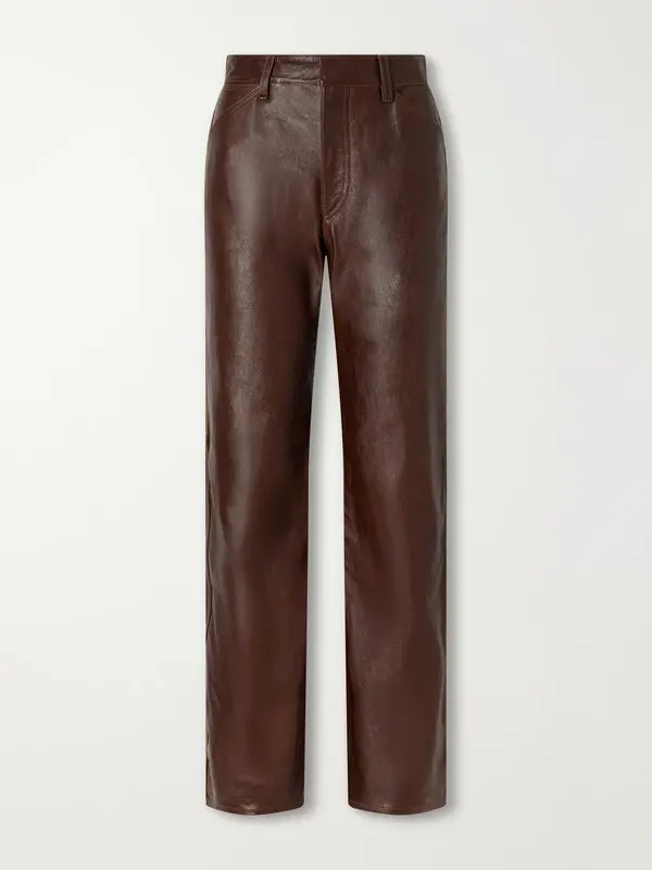 LEMAIRE Textured-leather Straight-leg Pants - Red