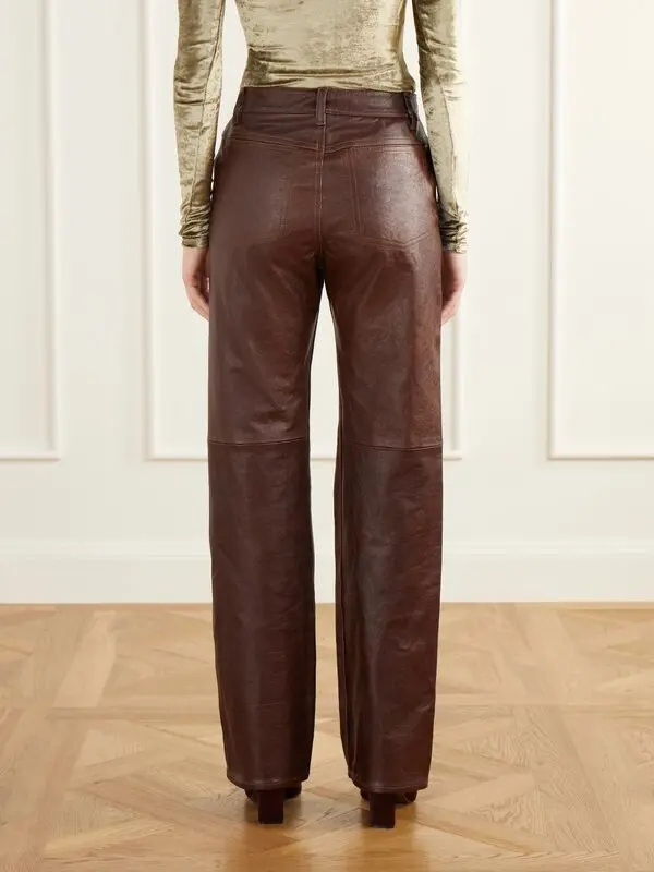 LEMAIRE Textured-leather Straight-leg Pants