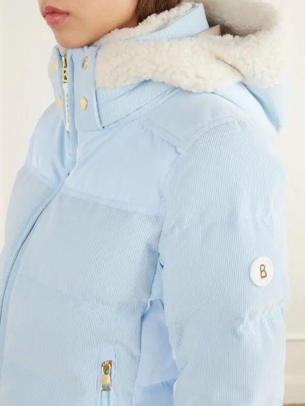 Bogner Minu Cord Hooded Padded Plush-trimmed Shell And Corduroy Down Ski Jacket