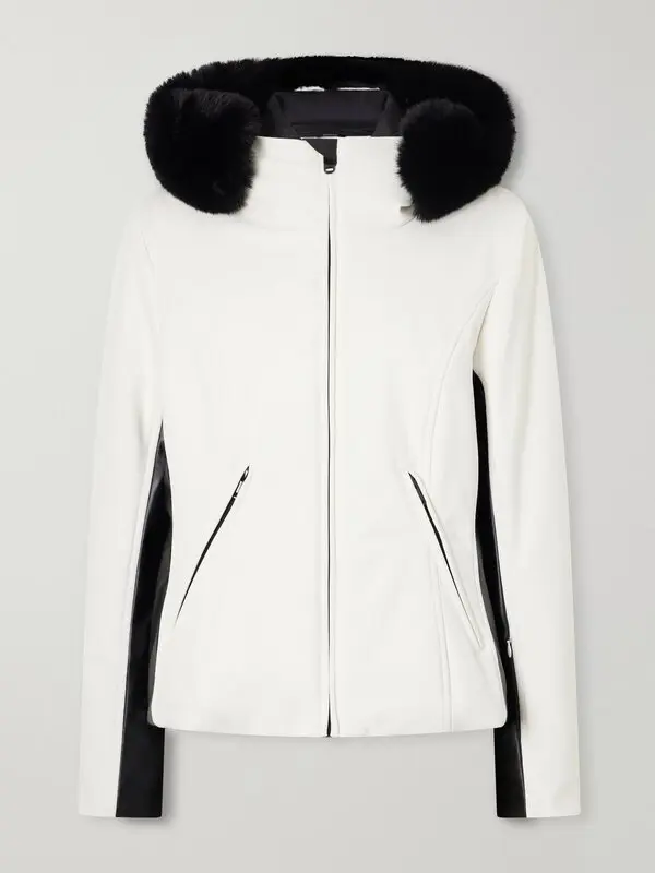Goldbergh Kibõ Hooded Paneled Plush-trimmed Stretch-jersey Ski Jacket - White