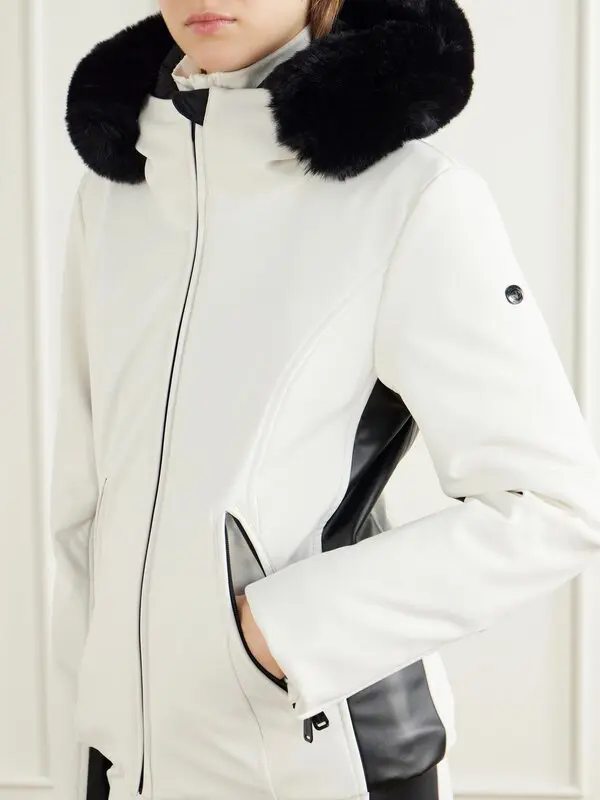 Goldbergh Kibõ Hooded Paneled Plush-trimmed Stretch-jersey Ski Jacket