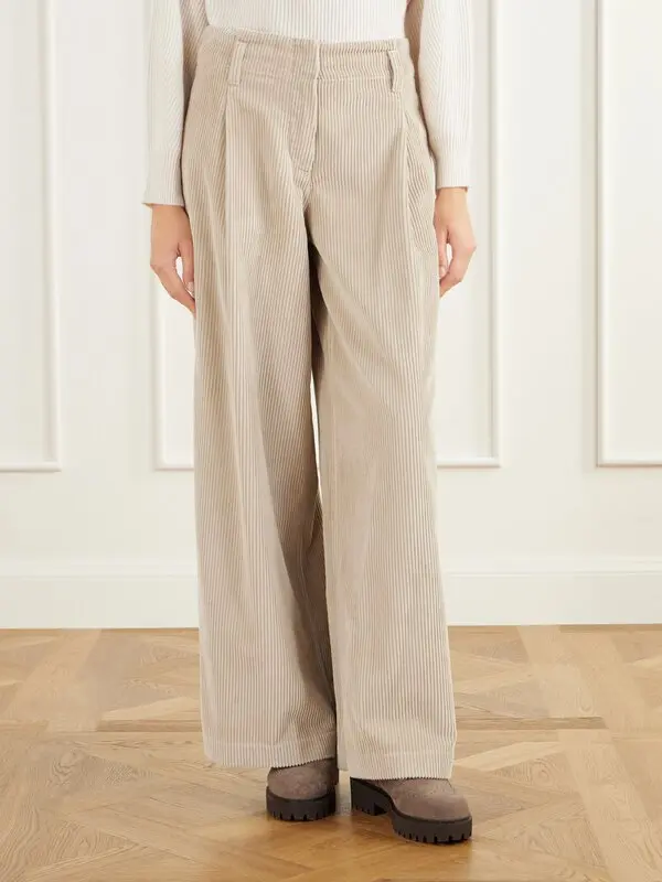 Brunello Cucinelli Cotton-corduroy High-rise Wide-leg Pants