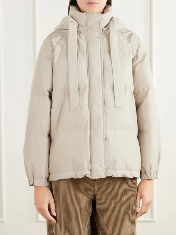 Brunello Cucinelli Hooded Quilted Padded Cashmere-trimmed Cotton-blend Shell Jacket