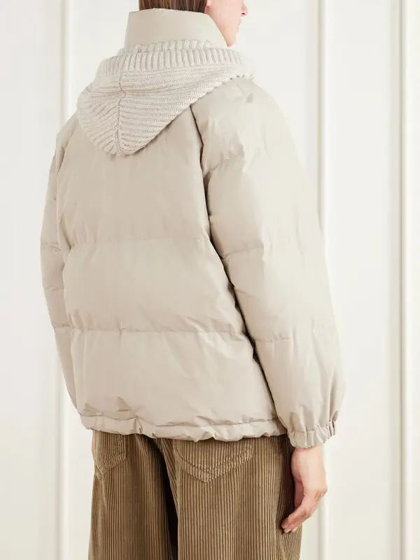 Brunello Cucinelli Hooded Quilted Padded Cashmere-trimmed Cotton-blend Shell Jacket