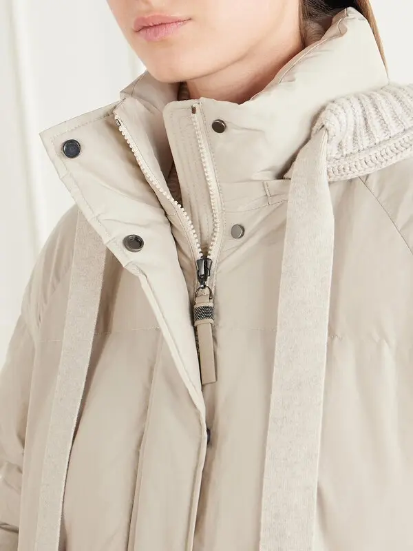 Brunello Cucinelli Hooded Quilted Padded Cashmere-trimmed Cotton-blend Shell Jacket