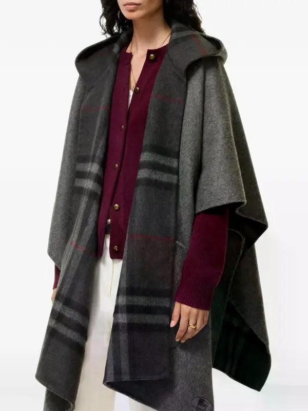 Burberry Reversible Check Cashmere Hooded Cape