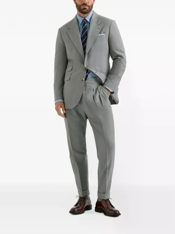 Brunello Cucinelli Virgin-wool And Silk Lightweight Hopsack Trousers With Double Pleats And Waist Tabs