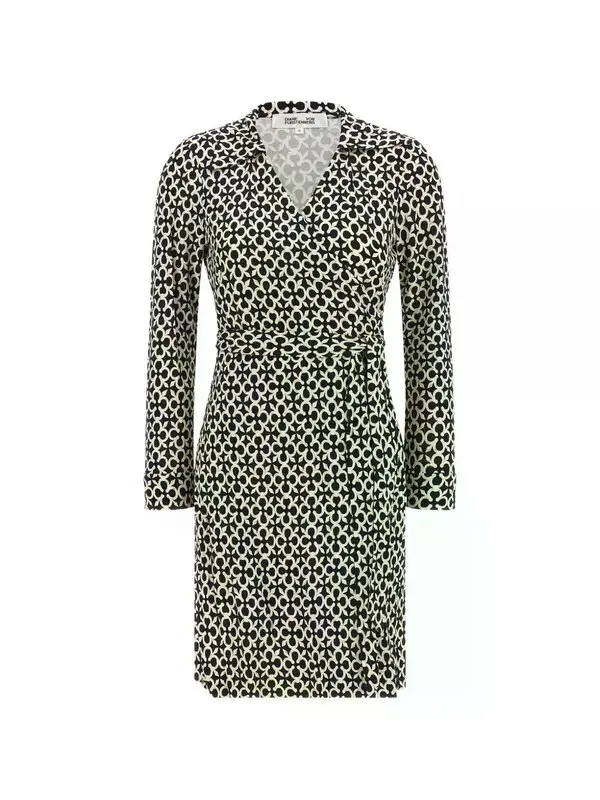 Diane Von Furstenberg Jeanne Geometric-print Wrap Mini Dress - Black