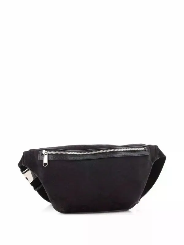 Gucci Jumbo Gg Canvas With Leather Small Belt Bag - Black