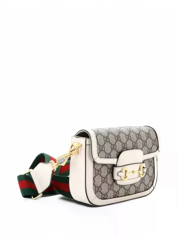 Gucci Horsebit 1955 Shoulder Bag Gg Coated Canvas With Leather Mini Crossbody Bag