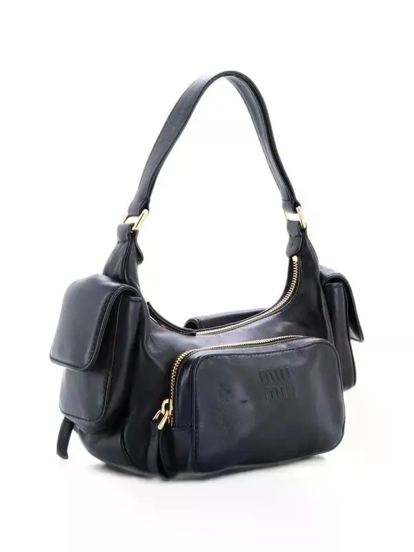 Miu Miu Pocket Leather Shoulder Bag - Black