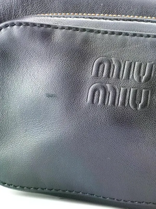 Miu Miu Pocket Leather Shoulder Bag - Black
