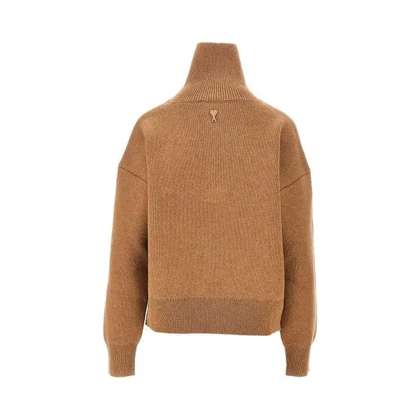 AMI Paris Buttoned High-neck Wool Sweater