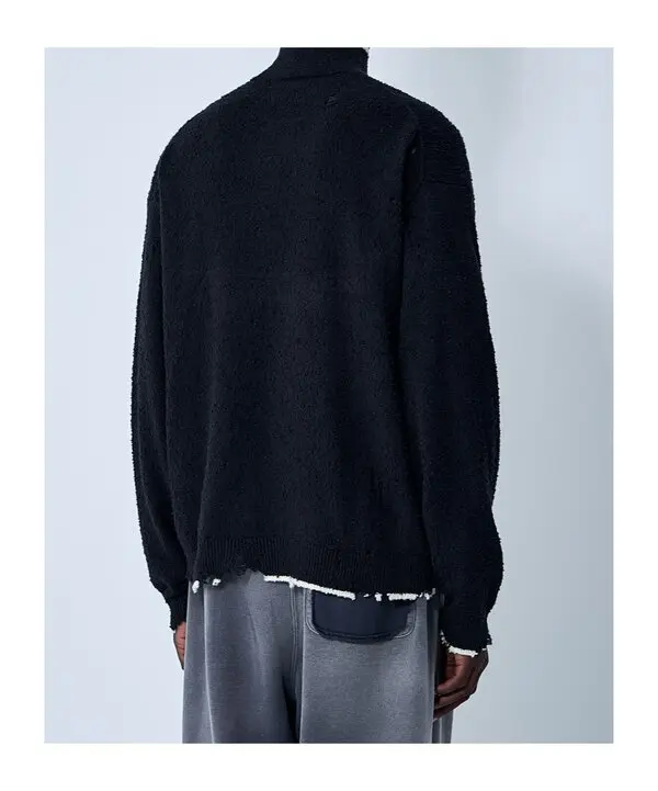 Mihara Yasuhiro Quarter Zip-up Distressed Jumper