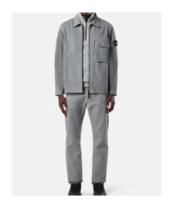 Stone Island Comfort-fit Zip-up Overshirt With Reflective Lamination