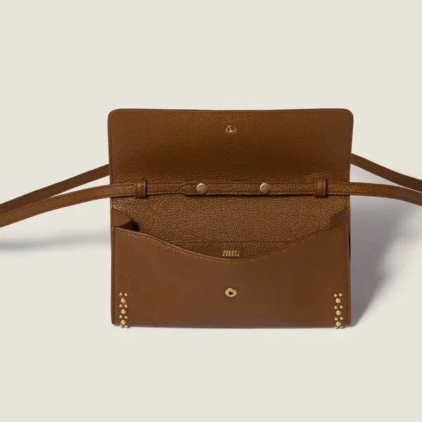 Miu Miu Leather Wallet With Shoulder Strap