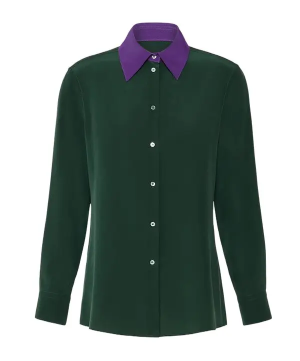 Max Mara Crepe De Chine Shirt - Dark Green