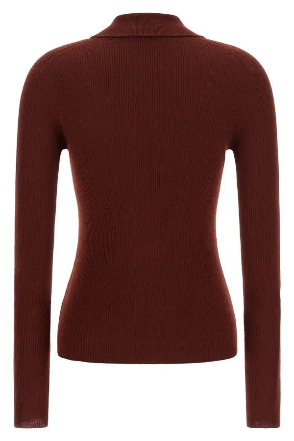 Max Mara Mxmangel Long-sleeved Ribbed Polo Jumper - No