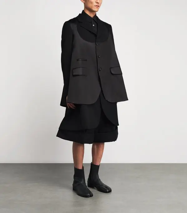 Comme Des Garçons Cotton Leather-insert Trench Coat