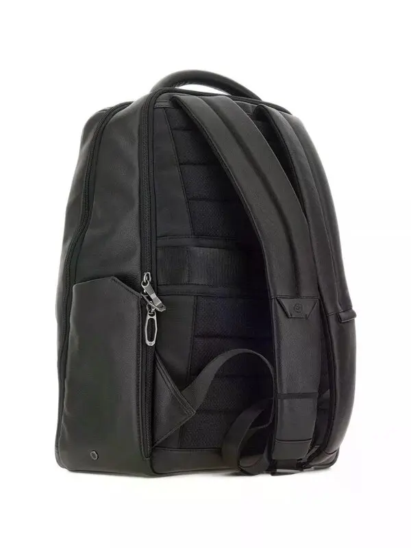 PIQUADRO Grained Leather Backpack - Black