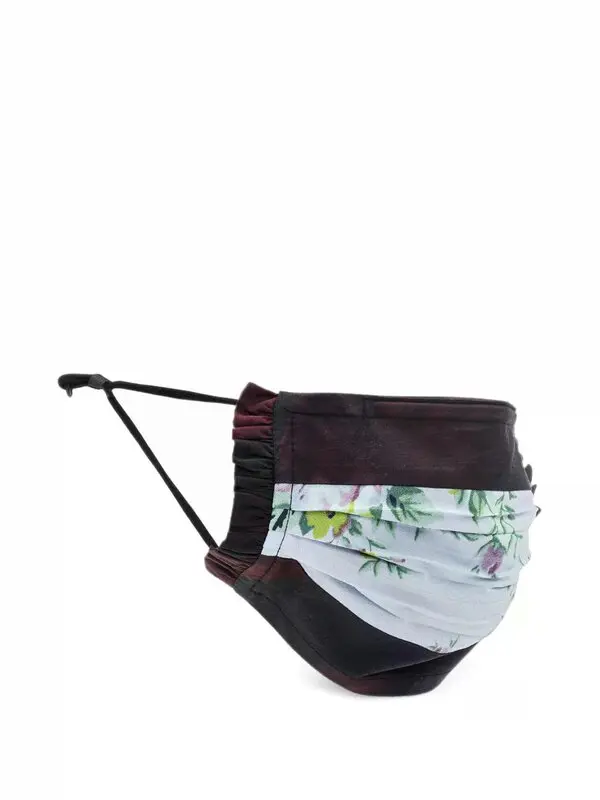 GANNI Floral-print Ruffled Face Mask - Brown