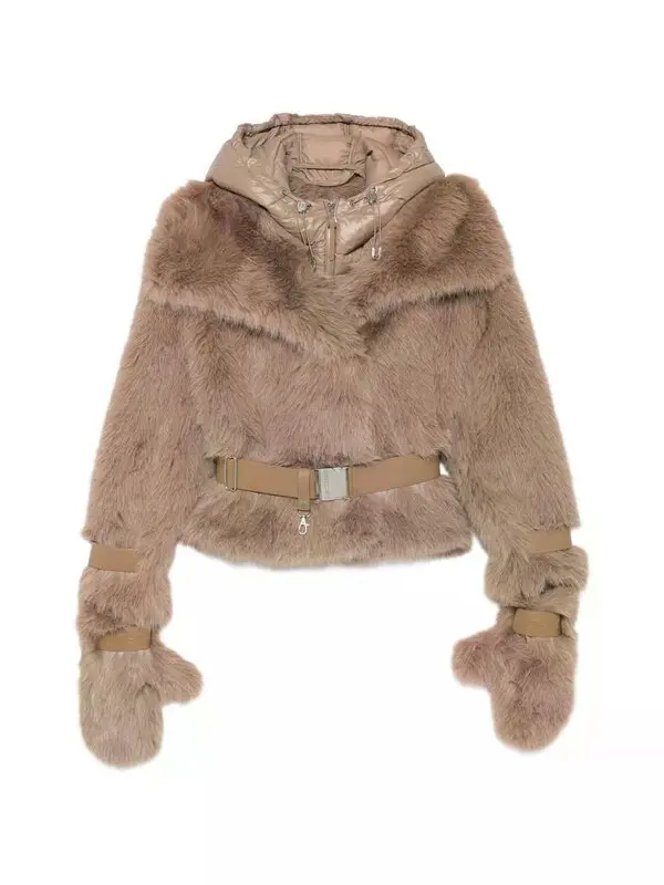 Rudsak Belted Faux-fur Jacket With Gloves - Brown