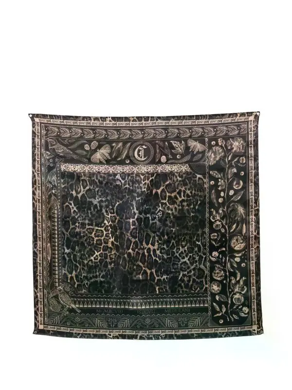 Just Cavalli Leopard-print Floral-print Scarf