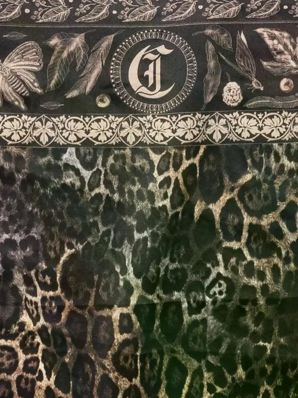 Just Cavalli Leopard-print Floral-print Scarf