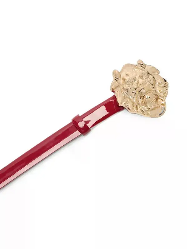 Blumarine Lion-head Patent Leather Belt - Red