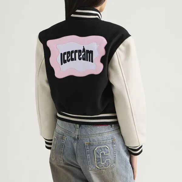 ICECREAM Cropped Varsity Jacket