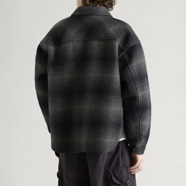 AND WANDER Wool Shaggy Check Zip Jacket