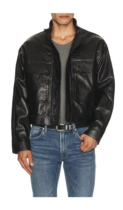 Hudson Jeans Leather Jacket In Black