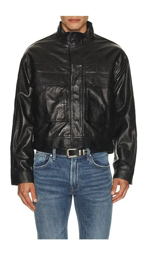 Hudson Jeans Leather Jacket In Black