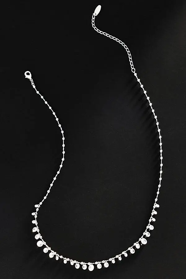 Anthropologie Demi Crystal Ball Cha Necklace - Silver