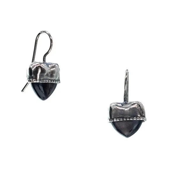 GEM KINGDOM Eye Love You Little Heart Earrings Black Mother Of Pearl - Black/silver