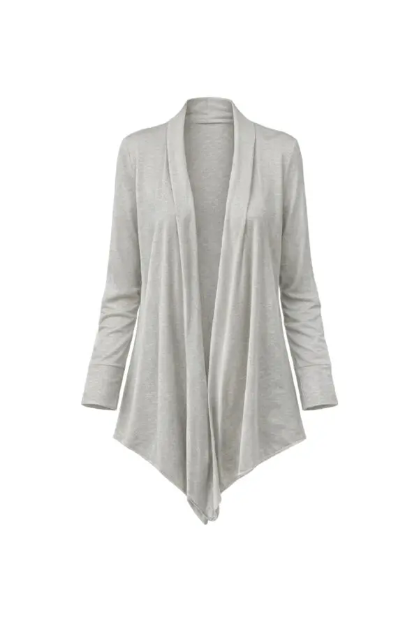CONQUISTA Lightweight Open-front Draped Cardigan - Grey