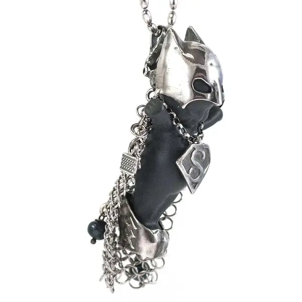 GEM KINGDOM Happy Baby Hero On Heels Necklace Black And Silver - Black/silver